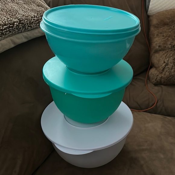Tupperware | Dining | Teal And Blue Tupperware Mixing Bowls | Poshmark